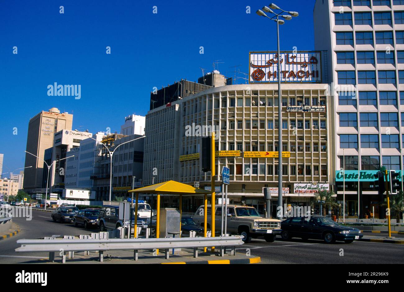 Kuwait City Kuwait cars at Traffic Lights in Downtown Area Stock Photo ...