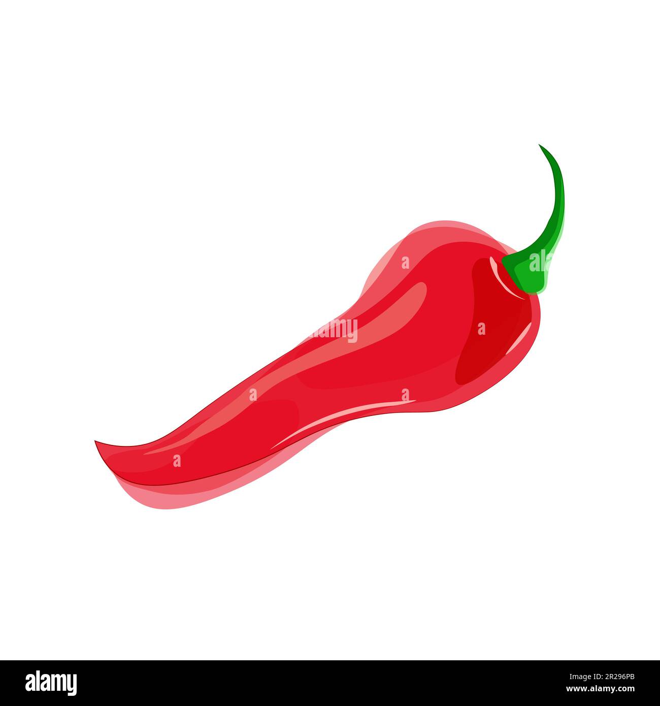Red sharp vector chili pepper with highlights and shadows in watercolor ...