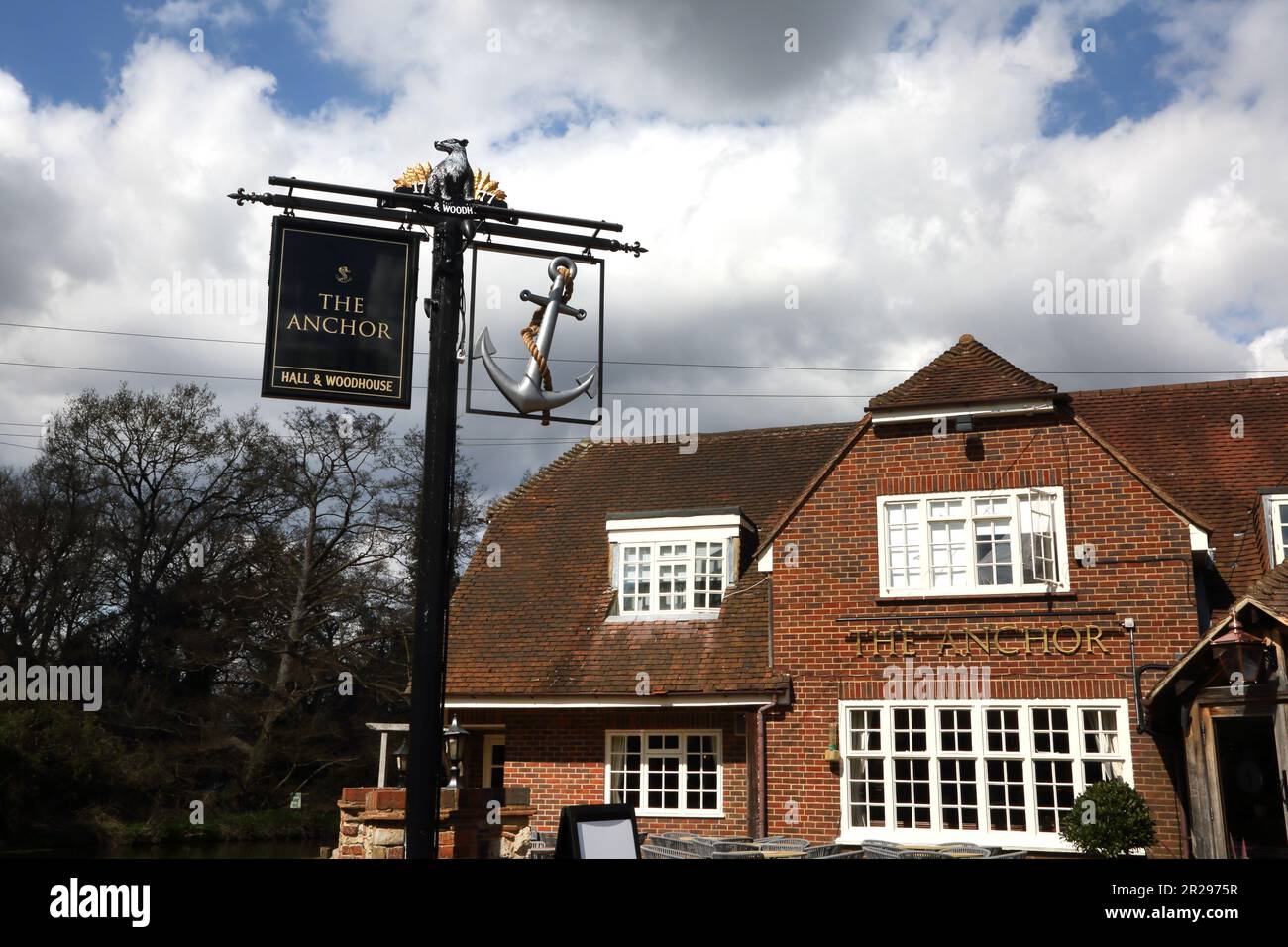 The Anchor Pub by Pyrford Lock on the Banks of River Wey Navigations ...