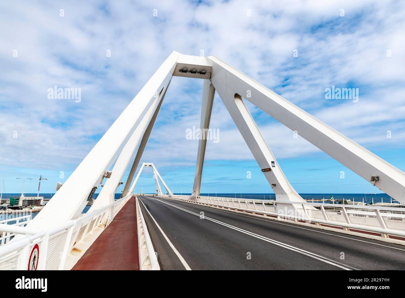 Perspective of the drawbridge or bascule bridge called Porta Europa ...