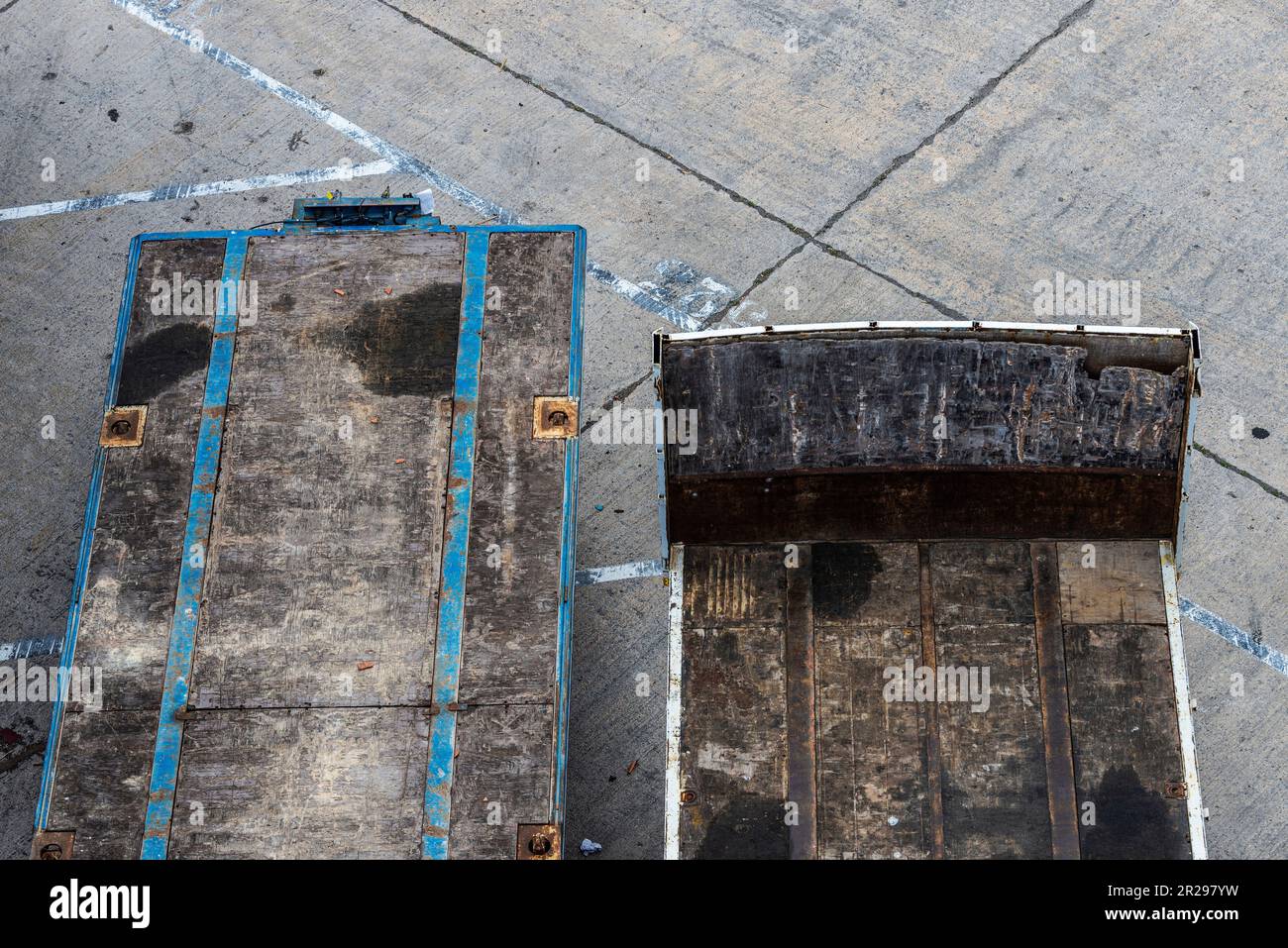 Empty container trailer parked ready for shipping in the port of ...