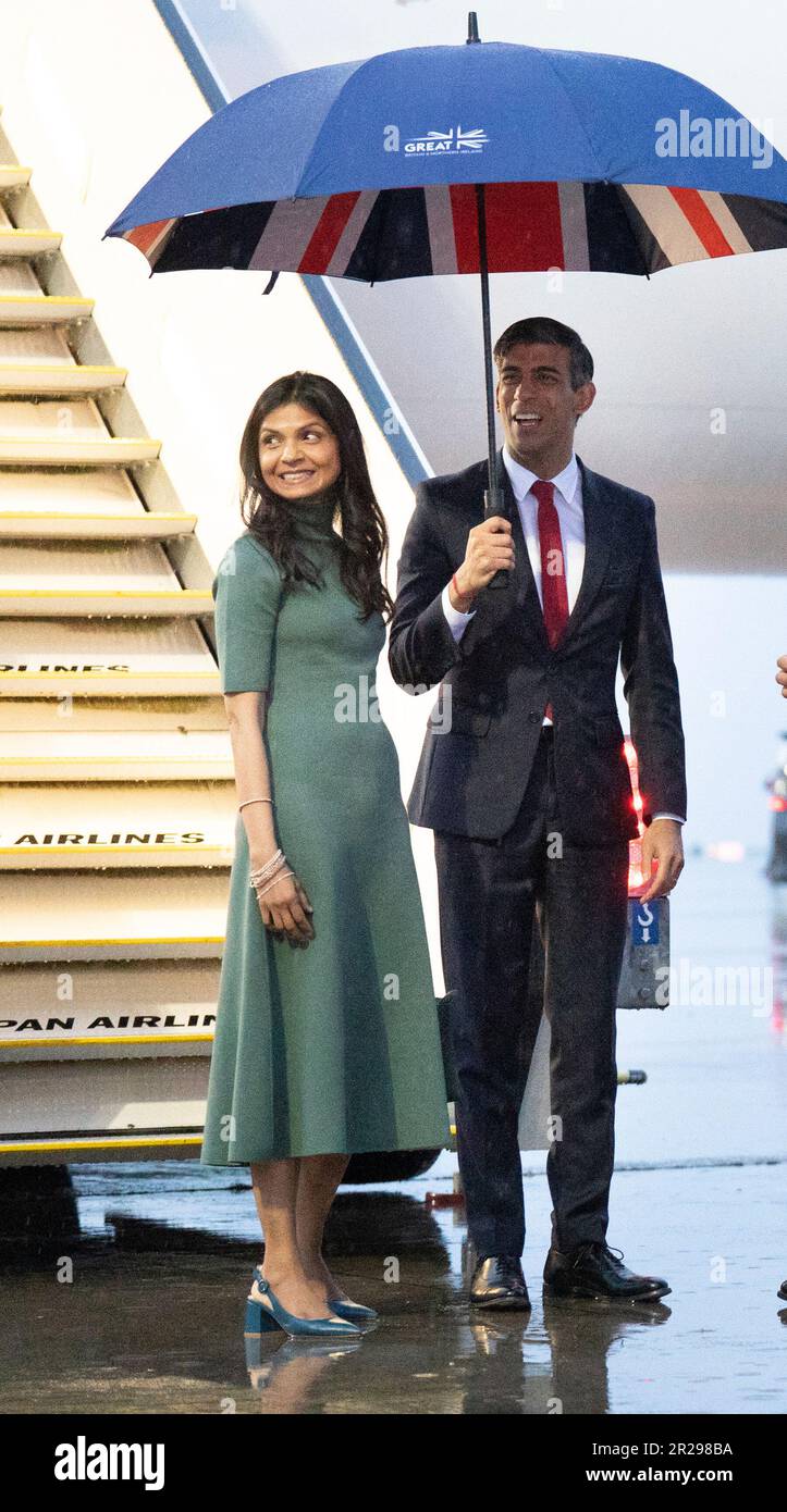 Britain's Prime Minister Rishi Sunak, right, and his wife Akshata Murty, left, arrive at the ...