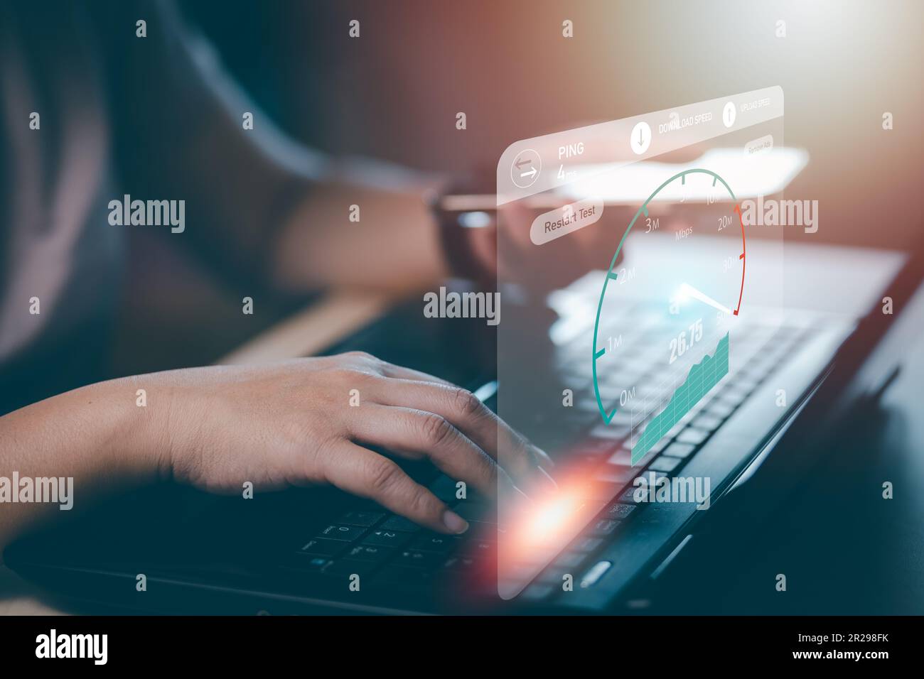 Fast internet connection with Metaverse technology concept, Hand ...