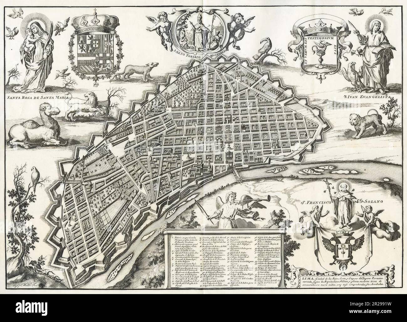 Plano de la Ciudad de Lima - Año 1685 Pedro de Nolasco (1er plano Stock ...
