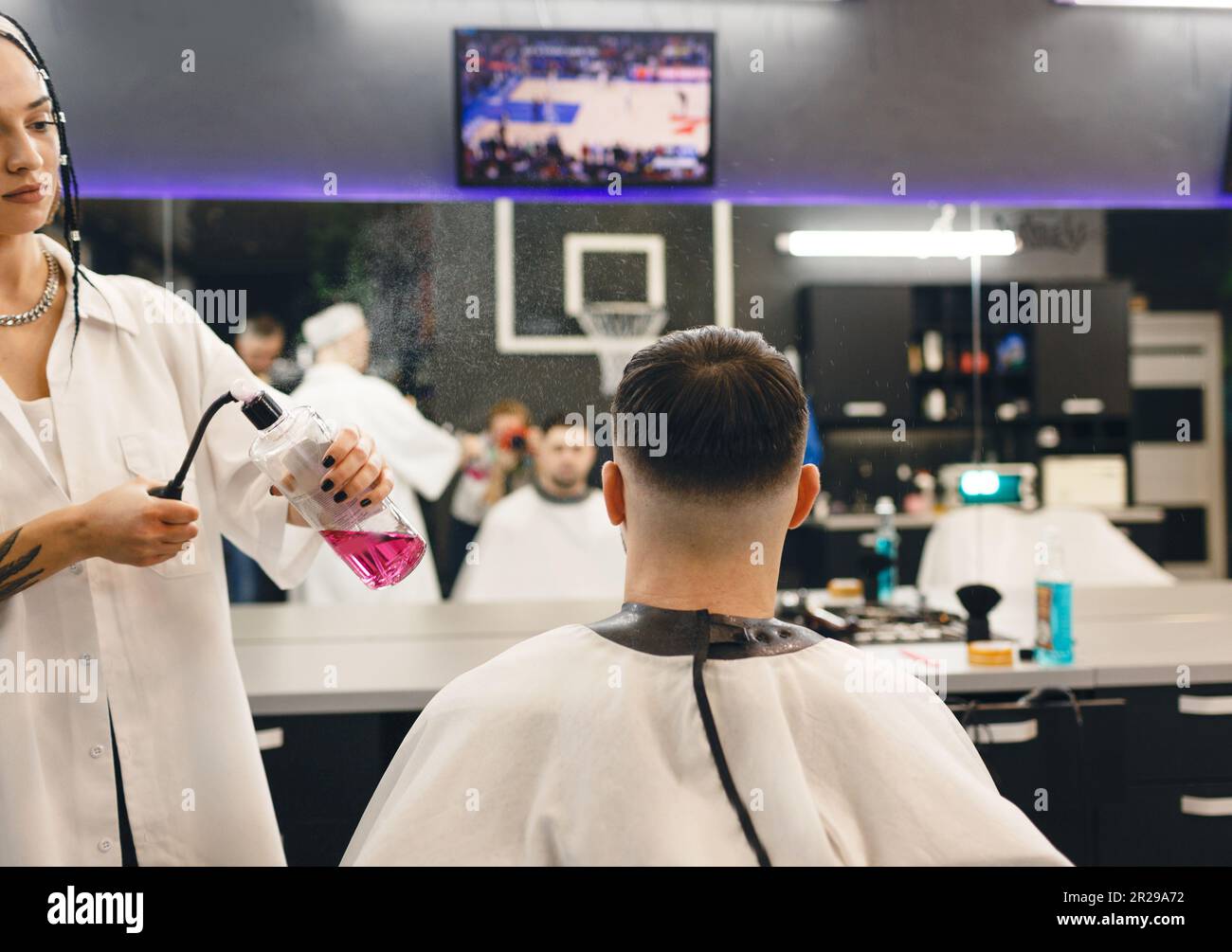 Professional haircut barber man home hi-res stock photography and ...