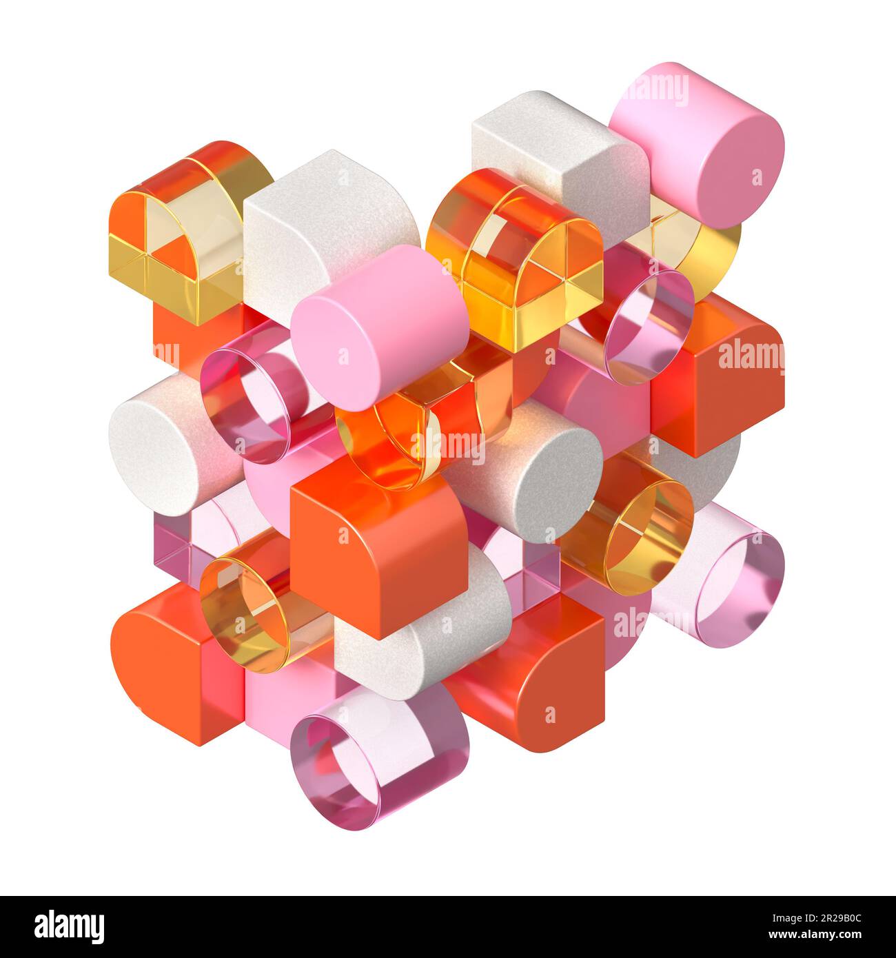 Cylinders and round objects - geometric shapes 3d illustration Stock ...