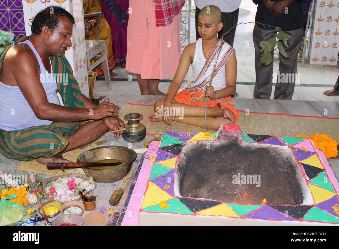 Upanayana sanskara ceremony in progress. Traditionally, this ritual was ...