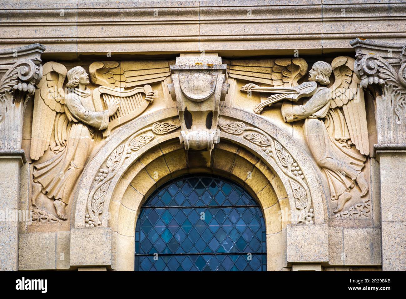 Decorations of Stowe School Chapel at Stowe House in Stowe gardens ...