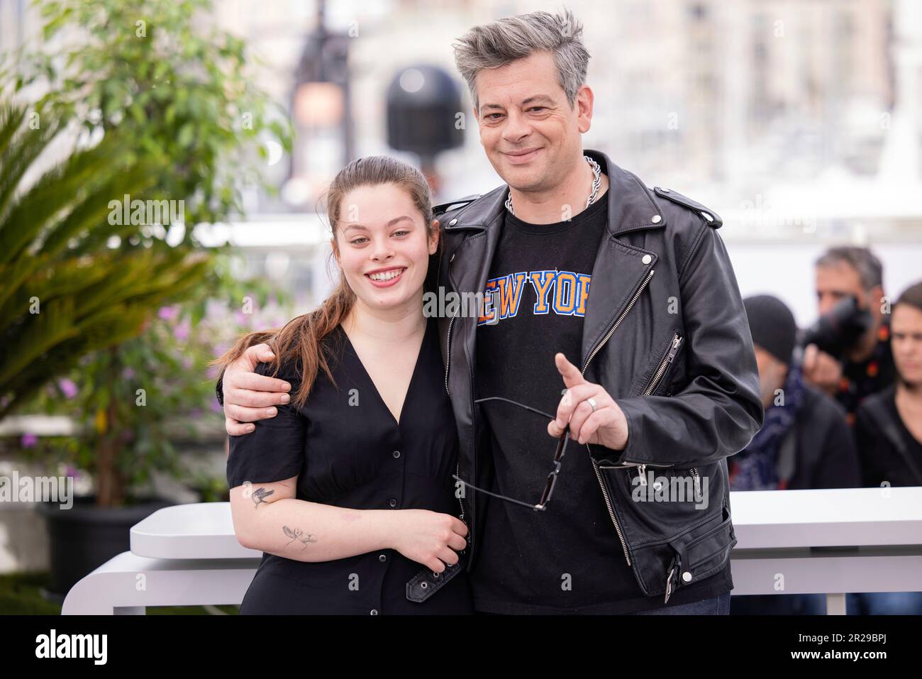 Anna Biolay, left, and Benjamin Biolay pose for photographers at the ...