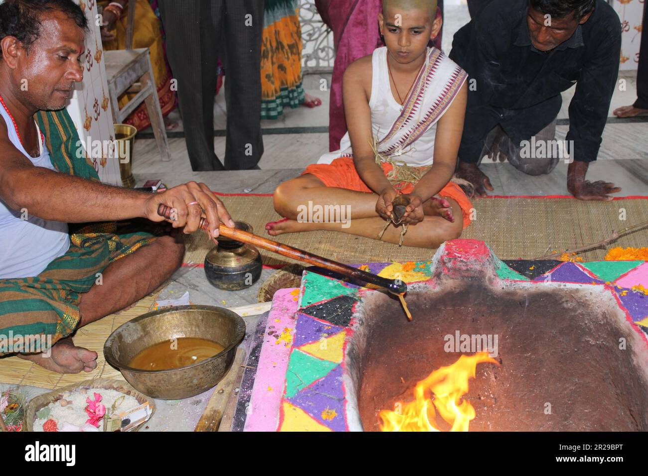 Upanayana sanskara ceremony in progress. Traditionally, this ritual was ...