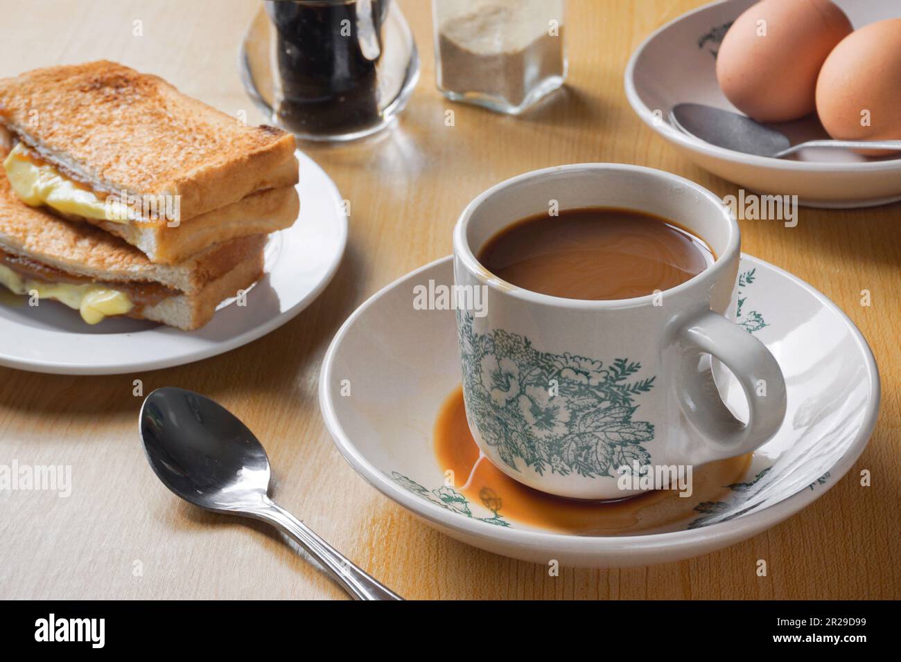 Traditional oriental and vintage kopitiam breakfast style. Popular in ...