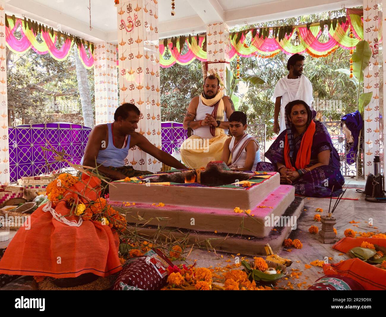 Hindu brahmin Upanayana or The sacred thread ceremony. His entry into the Brahmacharya stage of ...
