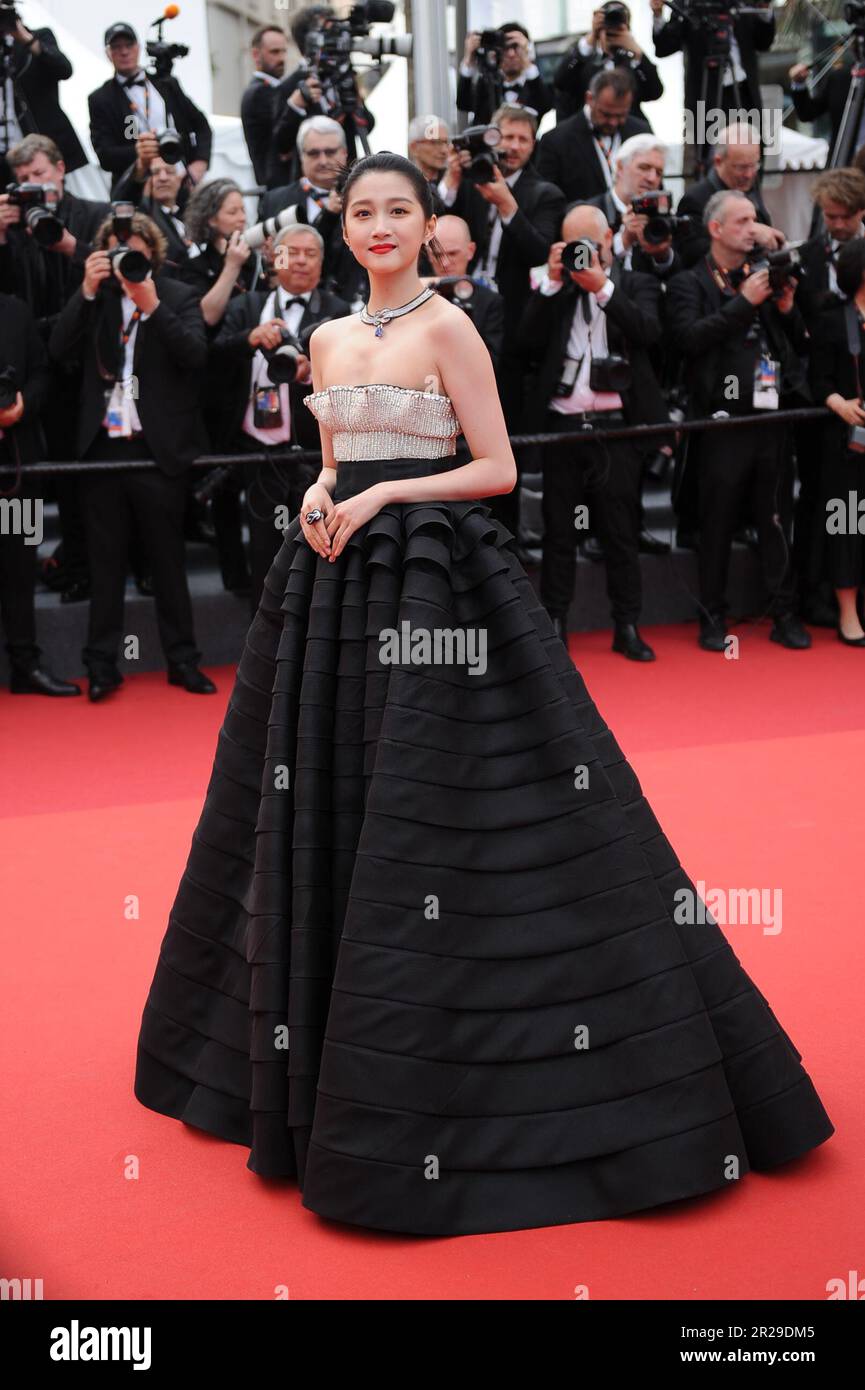 Cannes, France. 16th May, 2023. Guan Xiaotong arrives for the opening ...