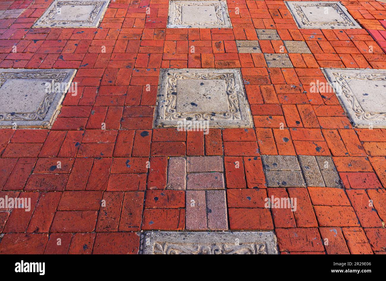 Close up view of colorful paving slabs as background texture on street ...