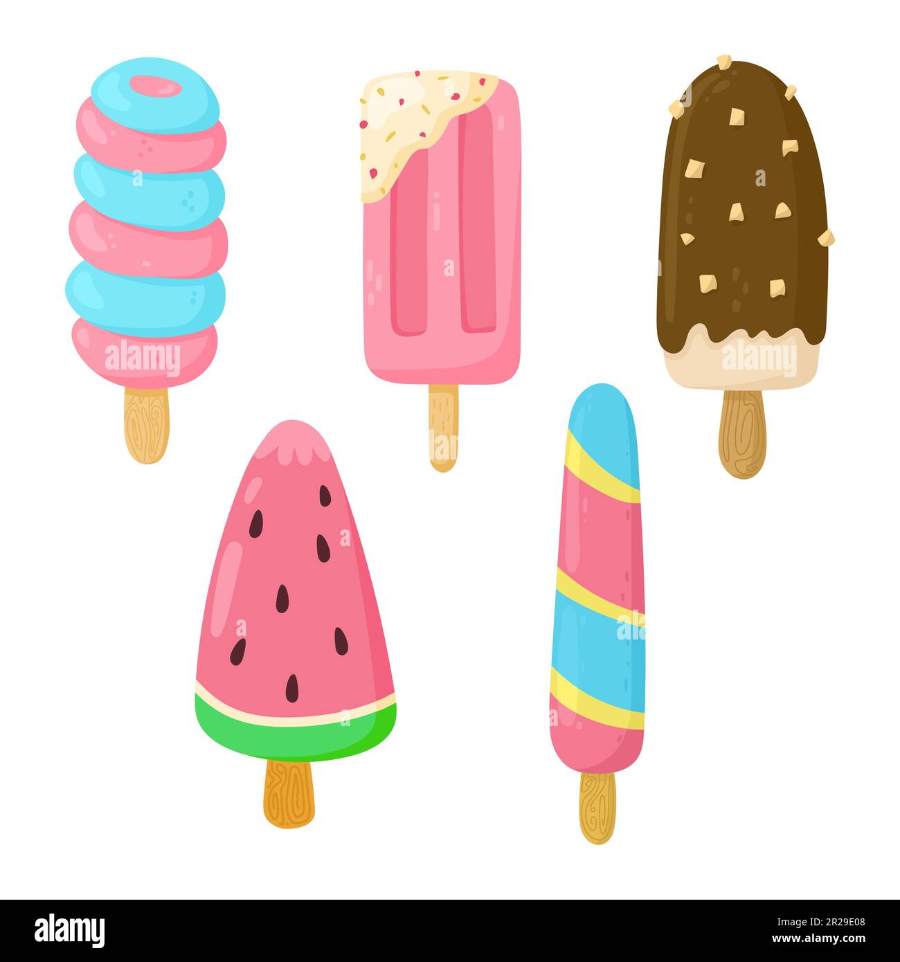 Set of ice-cream bar and popsicles. Vector cartoon illustration Stock ...