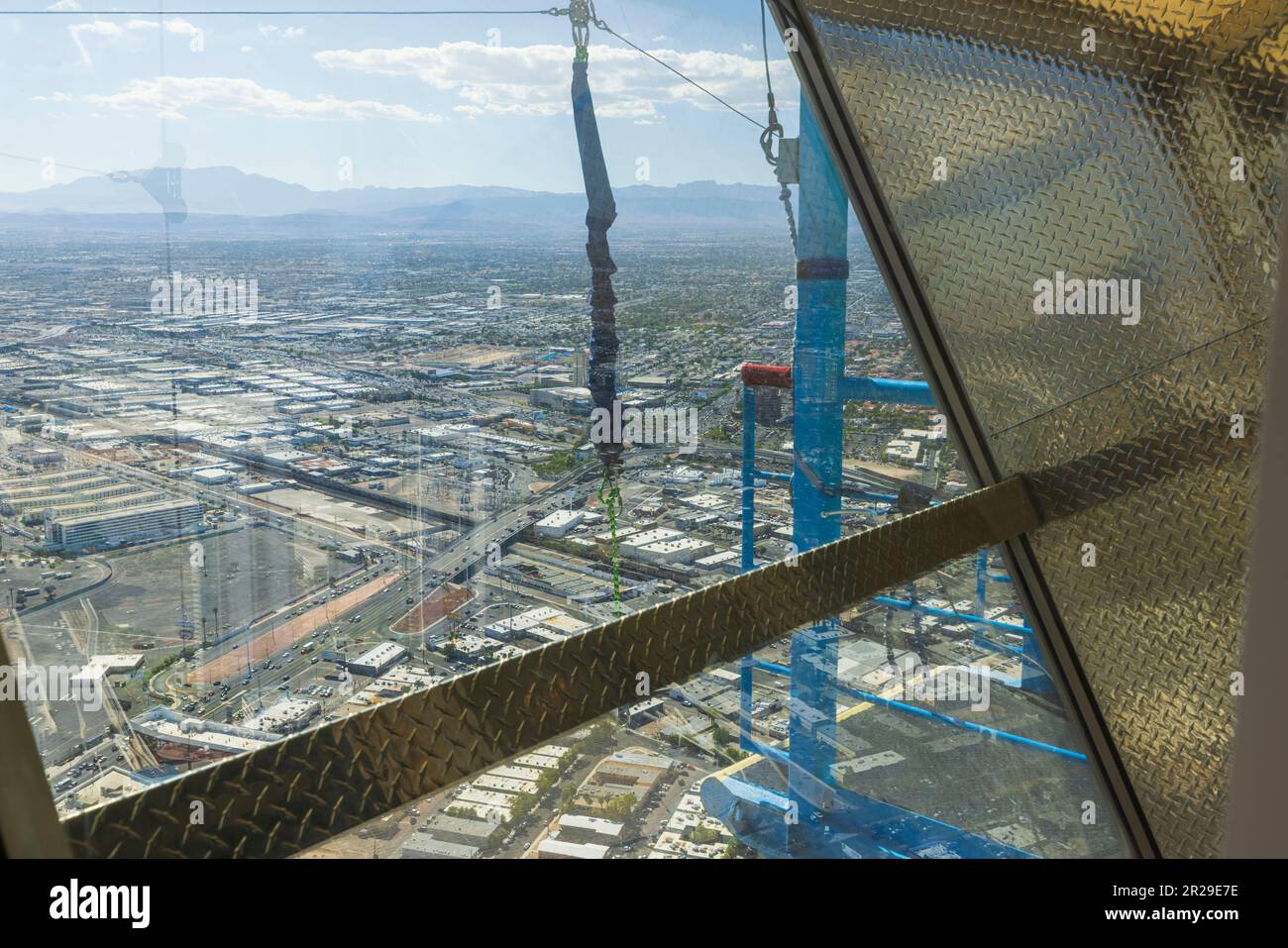 View from above on Las Vegas from window of observation deck of hotel ...