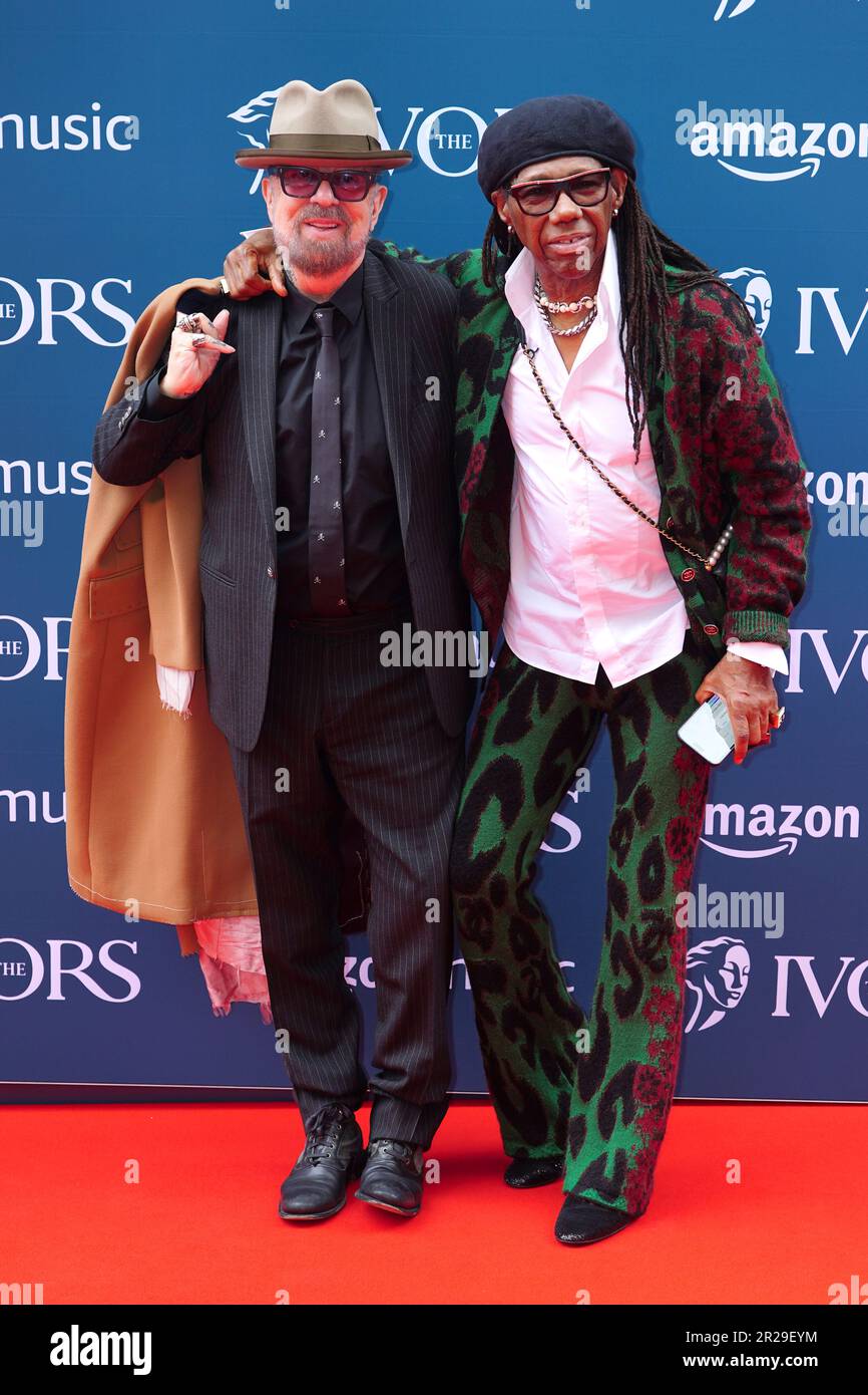 Dave Stewart (left) and Nile Rodgers arriving for the annual Ivor ...