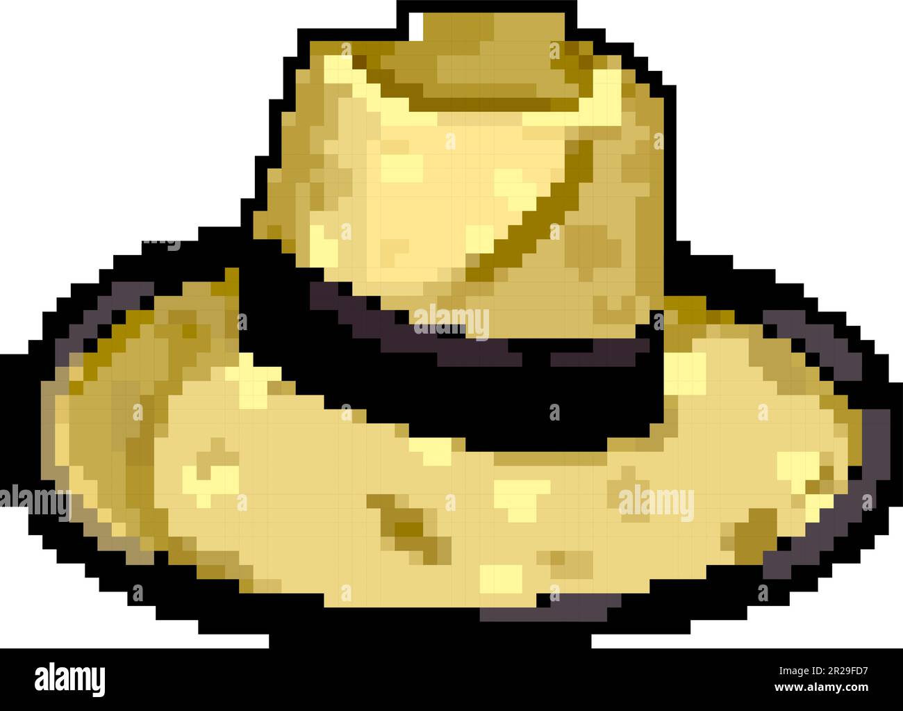 head straw hat game pixel art vector illustration Stock Vector Image ...