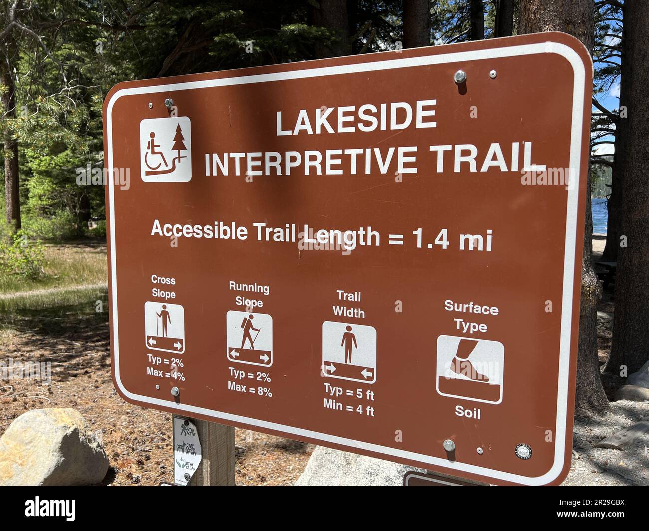 Sign for the Lakeside Interpretive Trail in Donner Memorial State Park ...