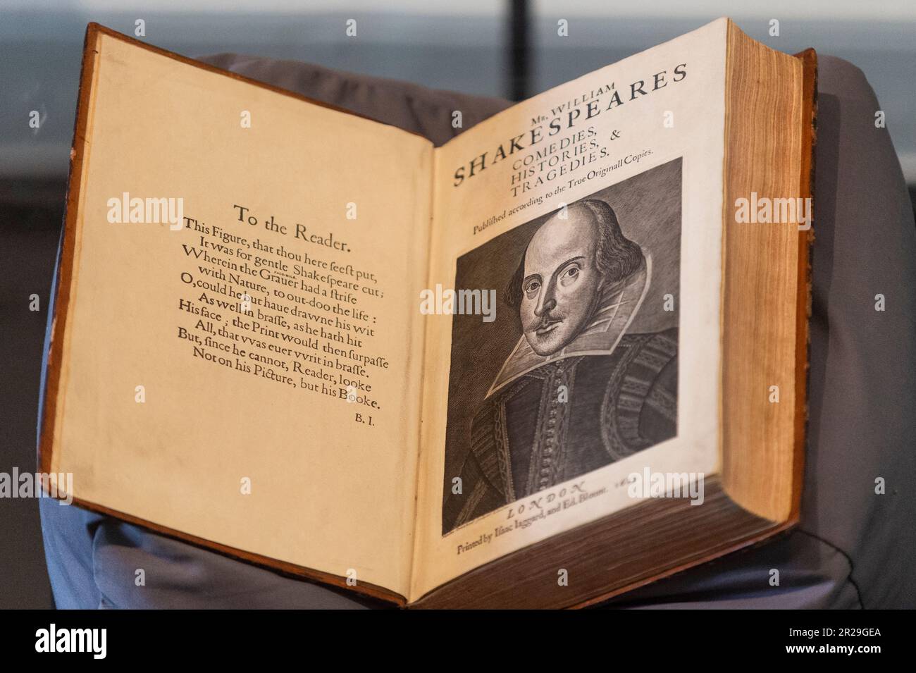 London, UK. 18 May 2023. A copy of Shakespeare’s First Folio is ...