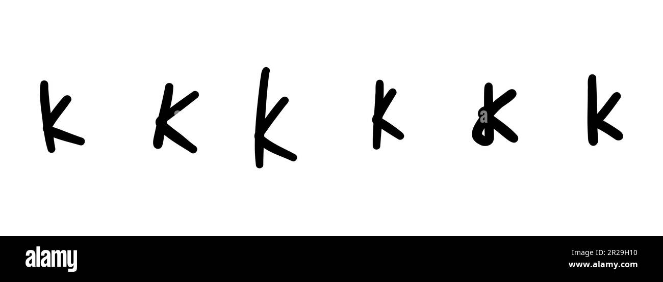 Handwritten simple black english latin K alphabet letter symbol. Vector ...
