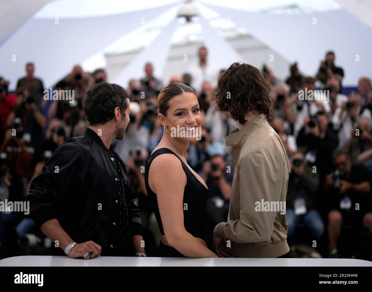 Romain Duris, from left, Adele Exarchopoulos, and Paul Kircher pose for ...