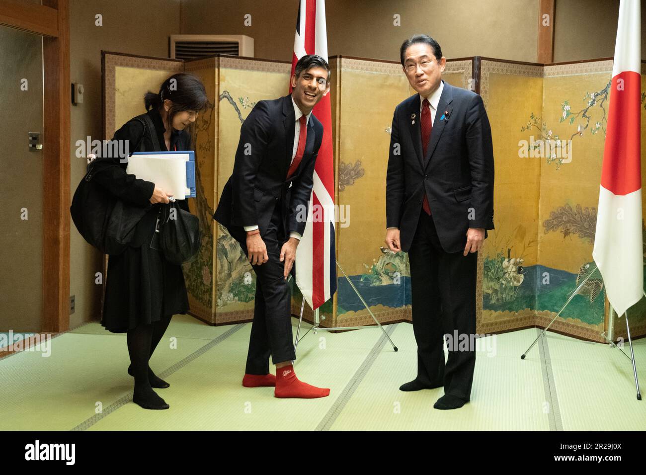 Prime Minister Rishi Sunak shows off his socks to Japanese Prime ...