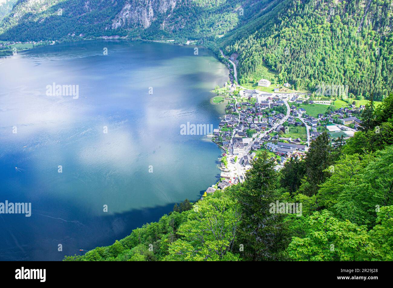 The view on Hallstatt Lahn town, Schloss Grub, chateau, castle, and the ...