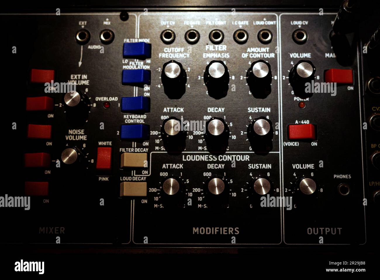 Old school audio mixer with metal sliders and knobs Stock Photo - Alamy