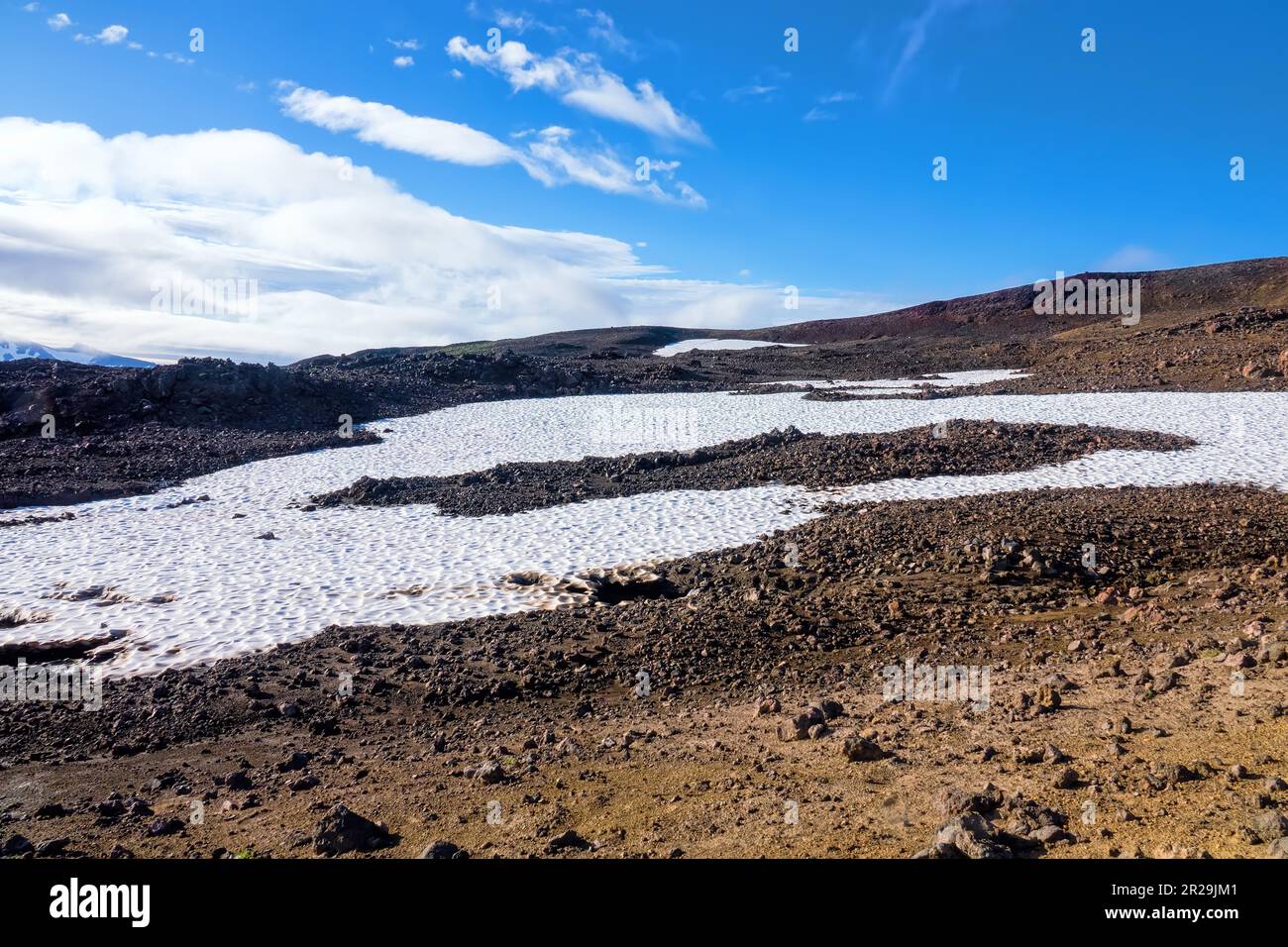 Panorama of recent cold malpais. Changed lava field of type aa ...