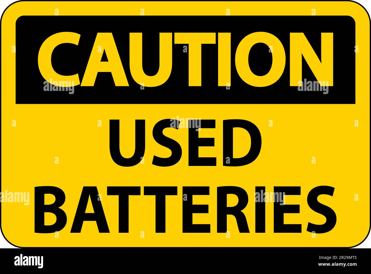 Caution Sign Used Batteries On White Background Stock Vector Image ...