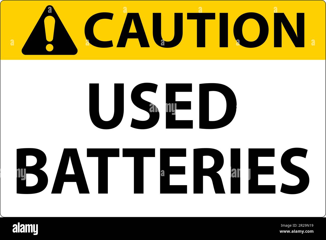 Caution Sign Used Batteries On White Background Stock Vector Image ...