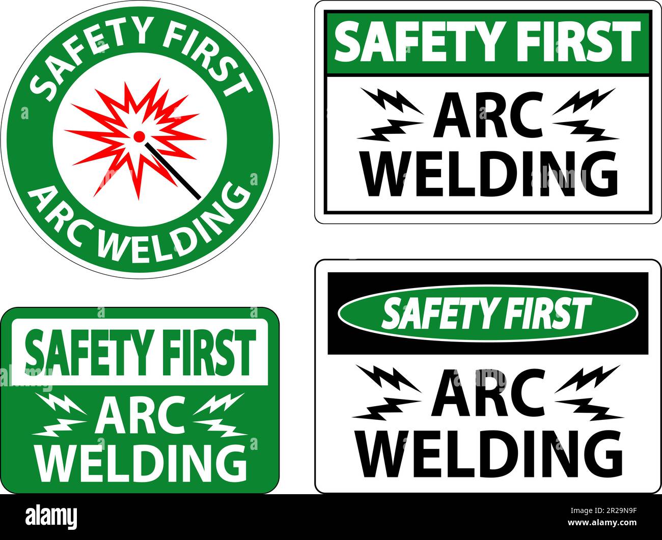 Safety First Sign Arc Welding On White Background Stock Vector Image ...