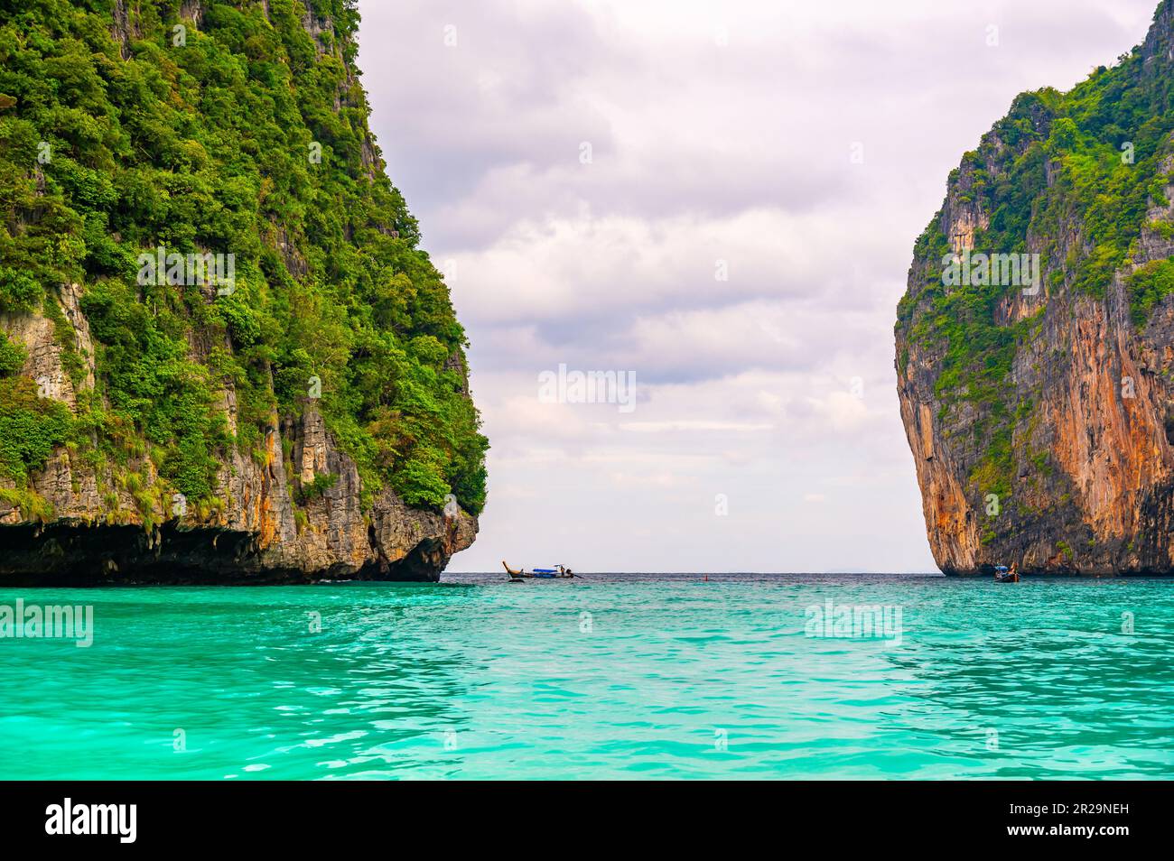View of famous Maya Bay, Thailand. One of the most popular beach in the ...