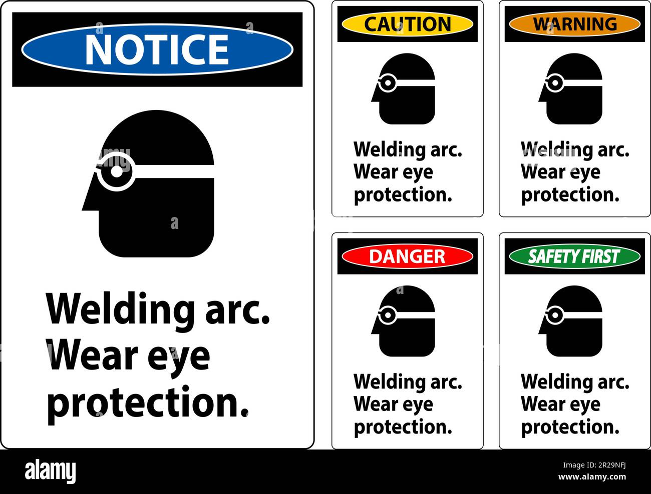 Danger Welding Arc Wear Eye Protection Sign Stock Vector Image & Art ...