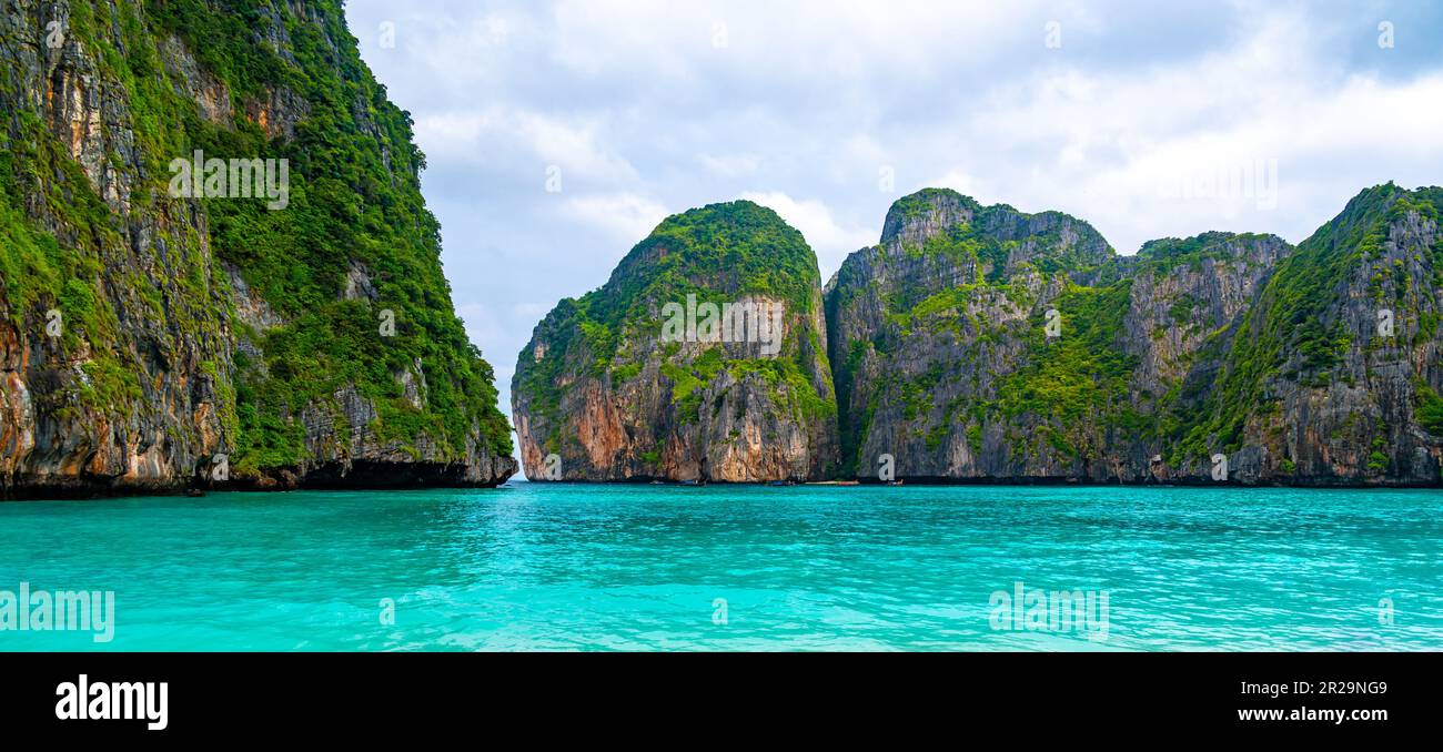 View of famous Maya Bay, Thailand. One of the most popular beach in the ...