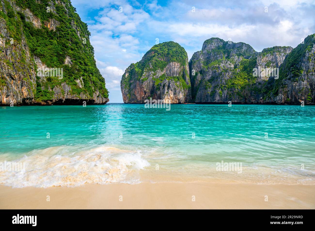 View of famous Maya Bay, Thailand. One of the most popular beach in the ...