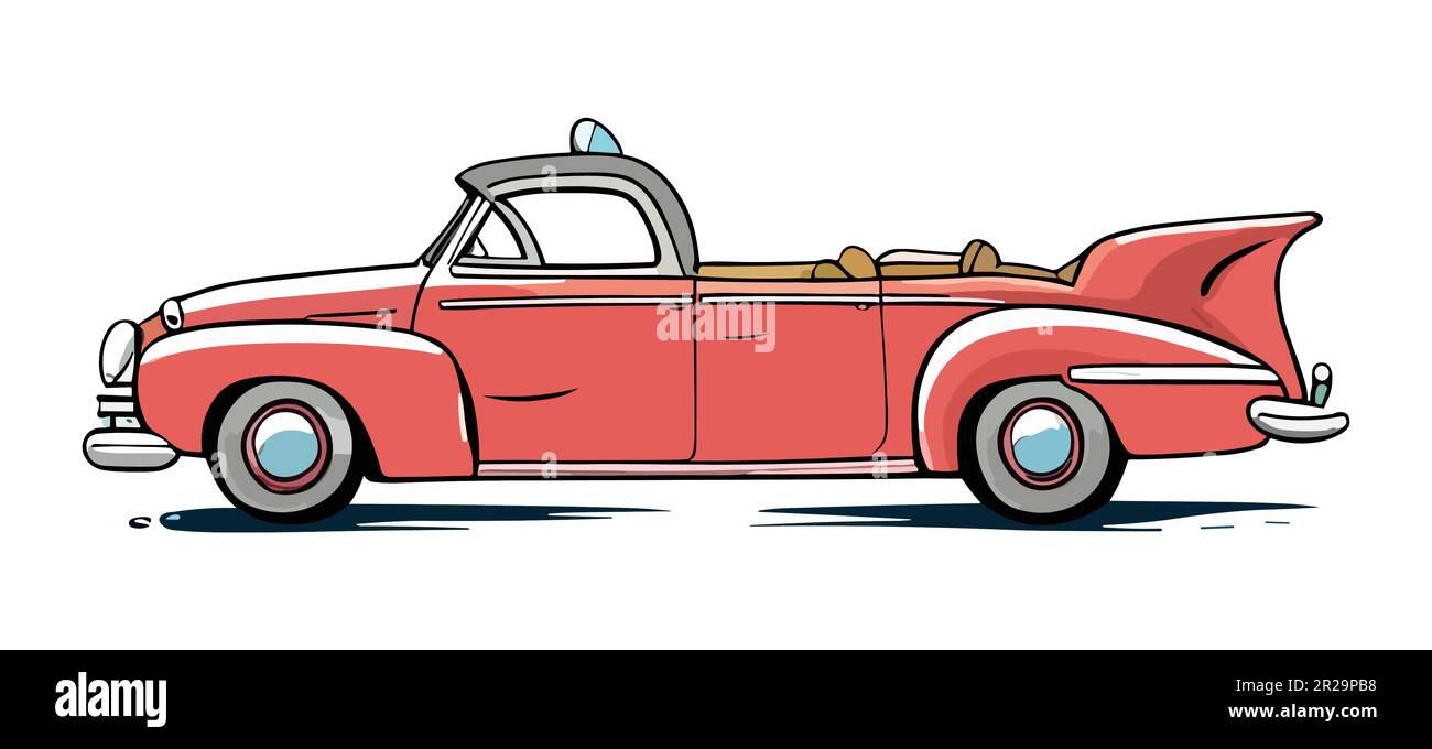 Retro car side view cartoon vector illustration Stock Vector Image ...