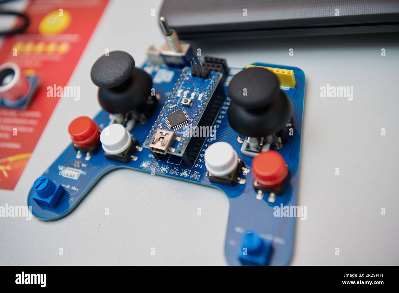 Disassembled joystick for control on the laboratory table ready to be ...