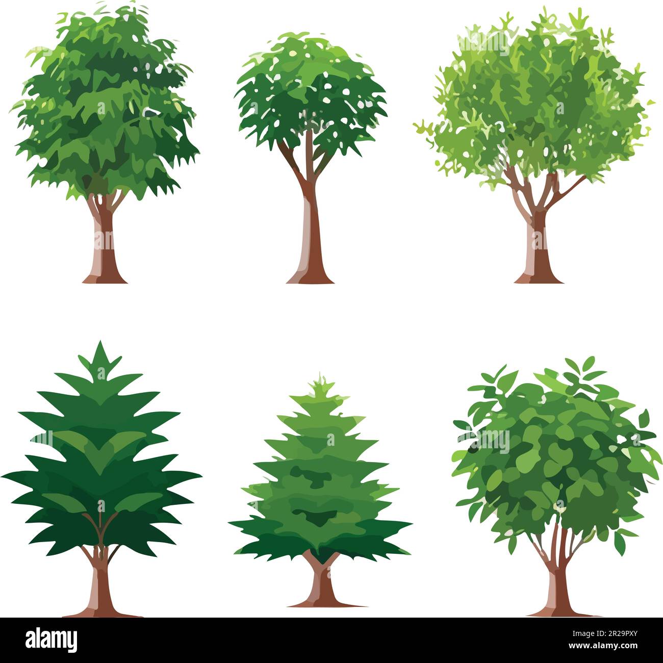 Extraordinary forest trees bushes plants art vector Stock Vector Image ...