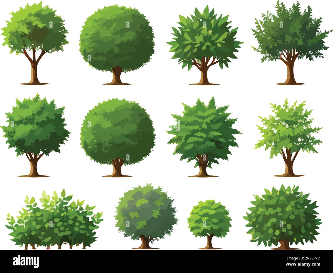 Super forest trees bushes plants art vector Stock Vector Image & Art ...