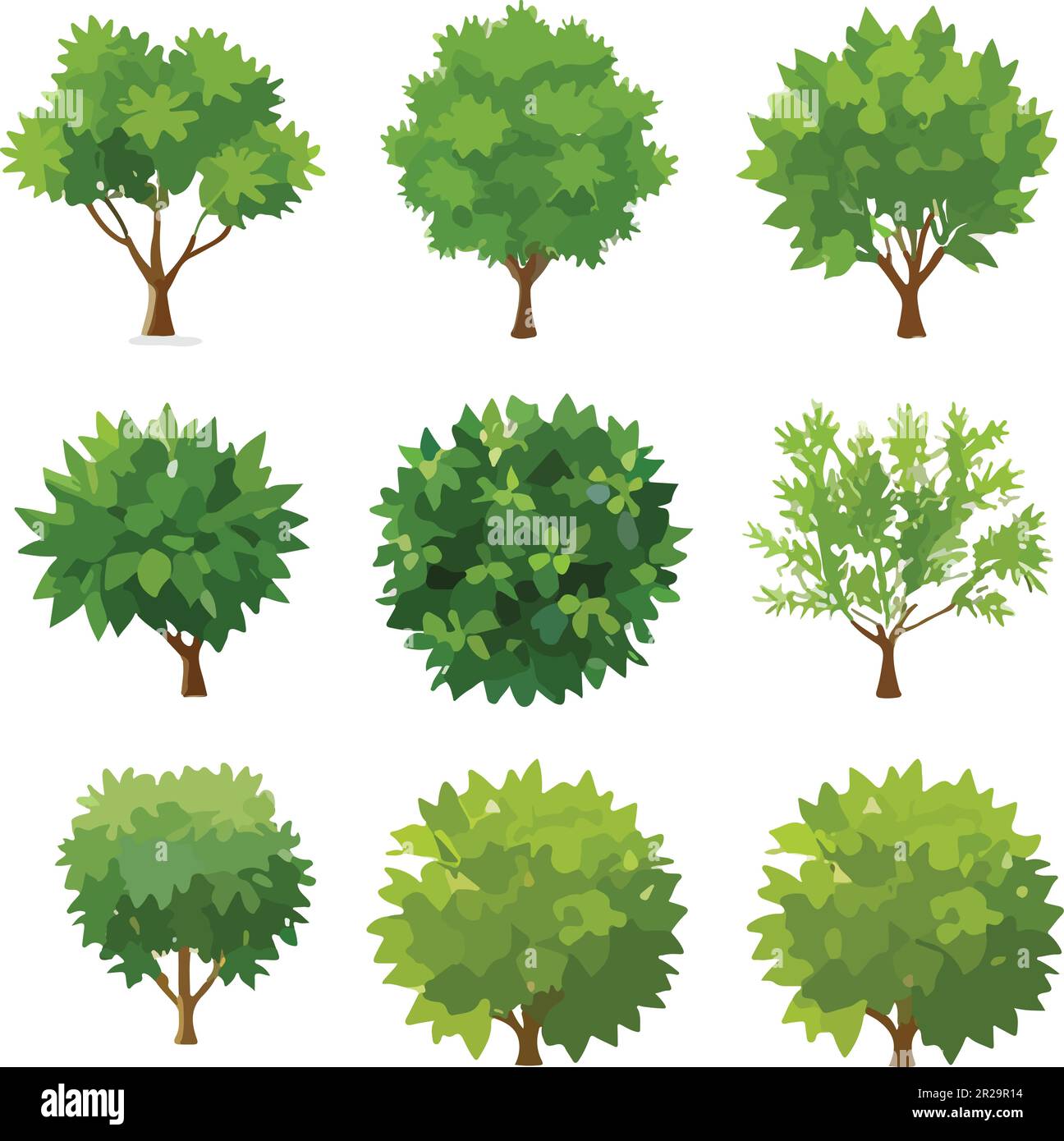 Fantastic forest trees bushes plants art vector Stock Vector Image ...