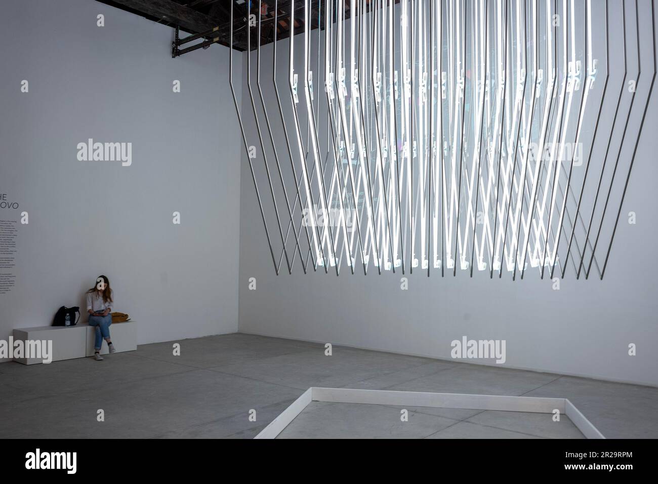 Venice, Italy, 18th May 2023 A general view inside the Kosovo Pavillion ...
