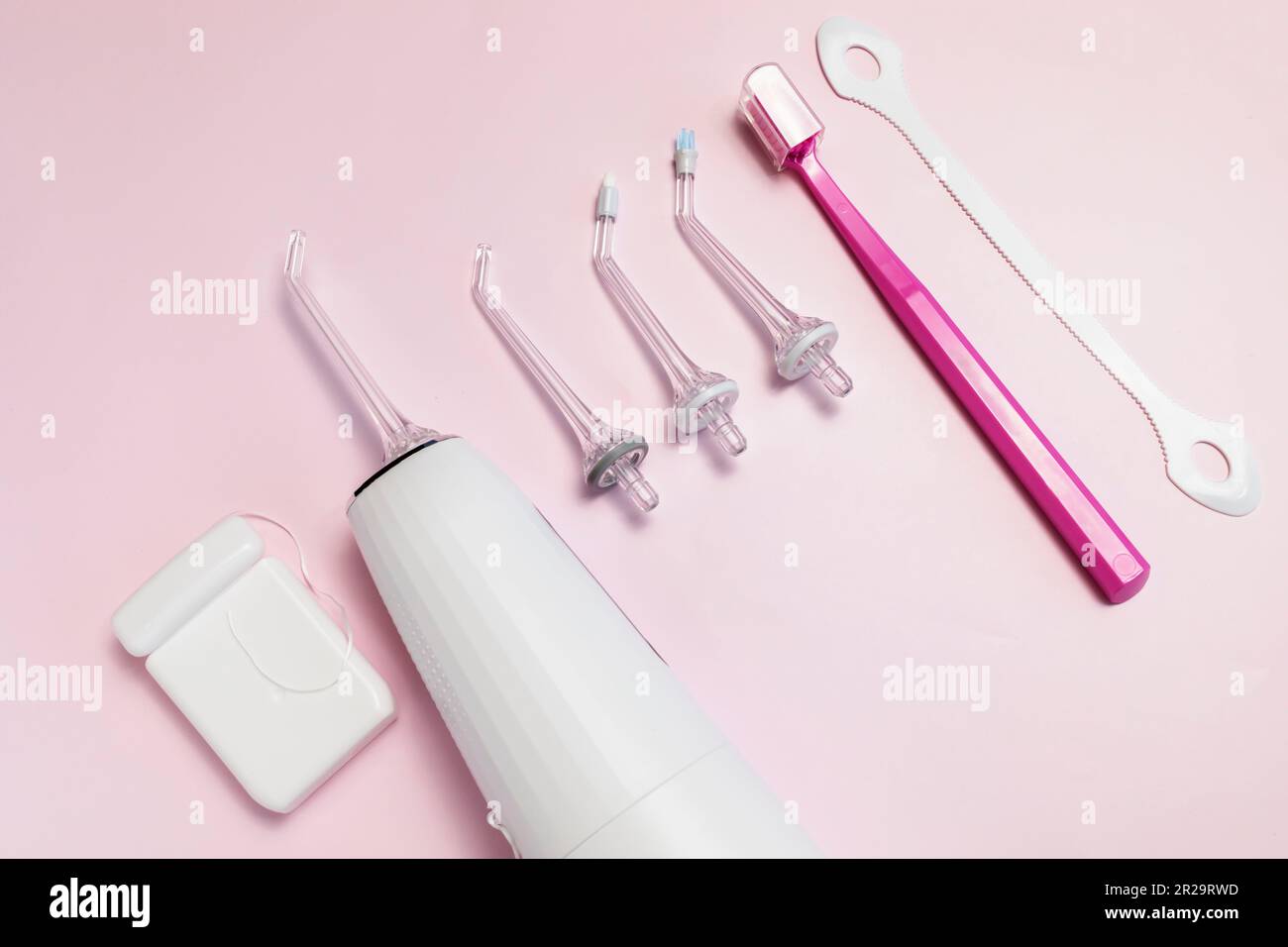 Oral hygiene set. Oral teeth irrigator with nozzle pack, toothbrush ...