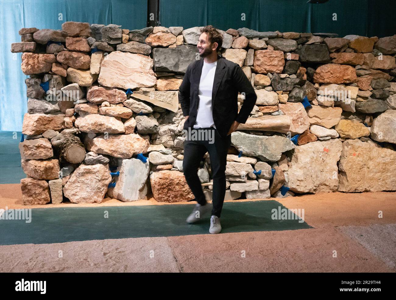 Venice, Italy, 18th May 2023 Curator Faysal Tabarrah poses inside the ...