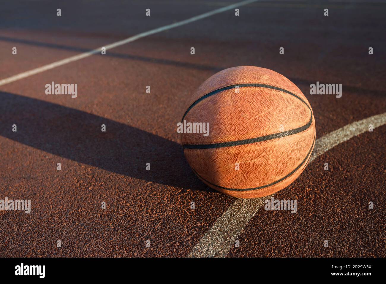 Basketball ball on court. Vintage style. Sport, recreation concept ...