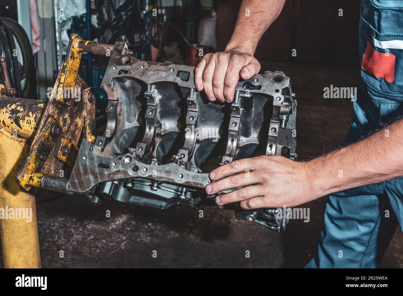 Disassembled engine, repaired. Auto repair concept. Close-up Stock ...