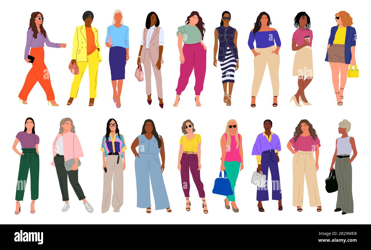 Modern women collection Vector realistic on white Stock Vector Image ...