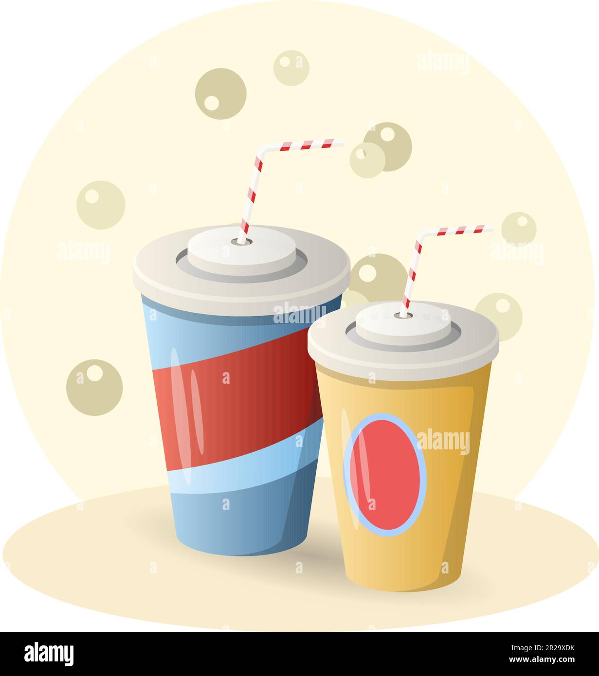Fizzy drinks illustration. Cup, straw, lid, cardboard. Editable vector ...