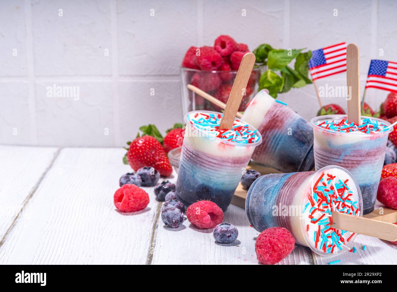 Red, white and blue ice pops. Patriotic USA lollypops ice cream for ...